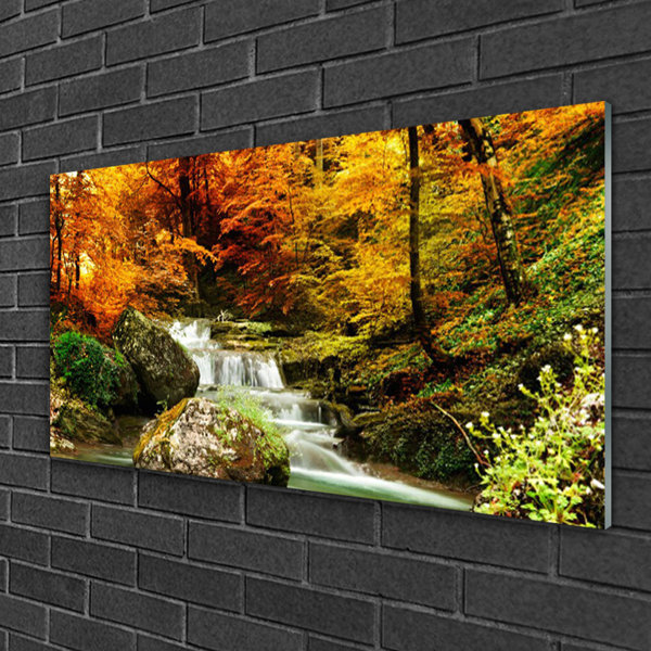 Union Rustic Glasbild Waterfall Forest Nature | Wayfair.de